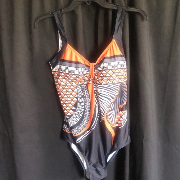 Swim | Aztec Black Orange One Piece Swimsuit M | Poshmark